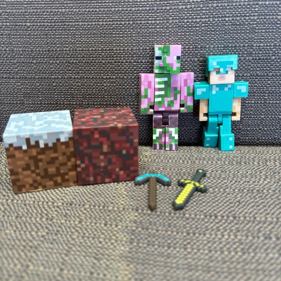 Minecraft | Toys | Minecraft Pink And Blue Action Figures Playset ...